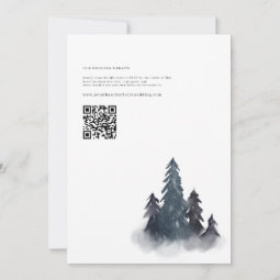 Simple Dusty Blue Mountain QR Code Wedding Invitation | Zazzle