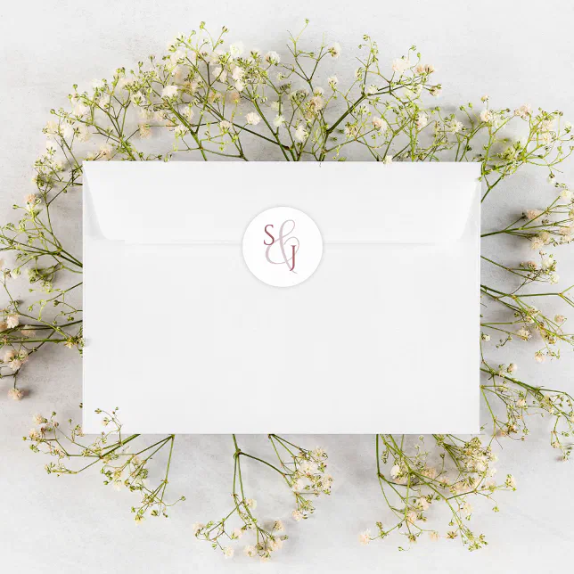 Simple Dusty Pink Monogram Wedding Envelope Seal | Zazzle