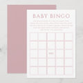 Simple Dusty Rose Baby Shower Baby Bingo Card | Zazzle