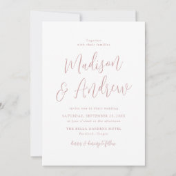 Simple Dusty Rose Script Wedding Invitation | Zazzle