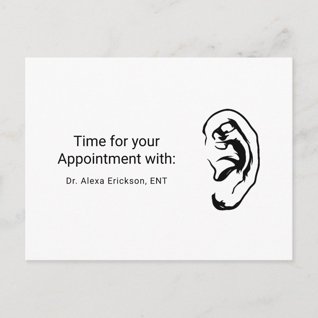 Simple Ear ENT Otolaryngologist Appointment Postcard | Zazzle