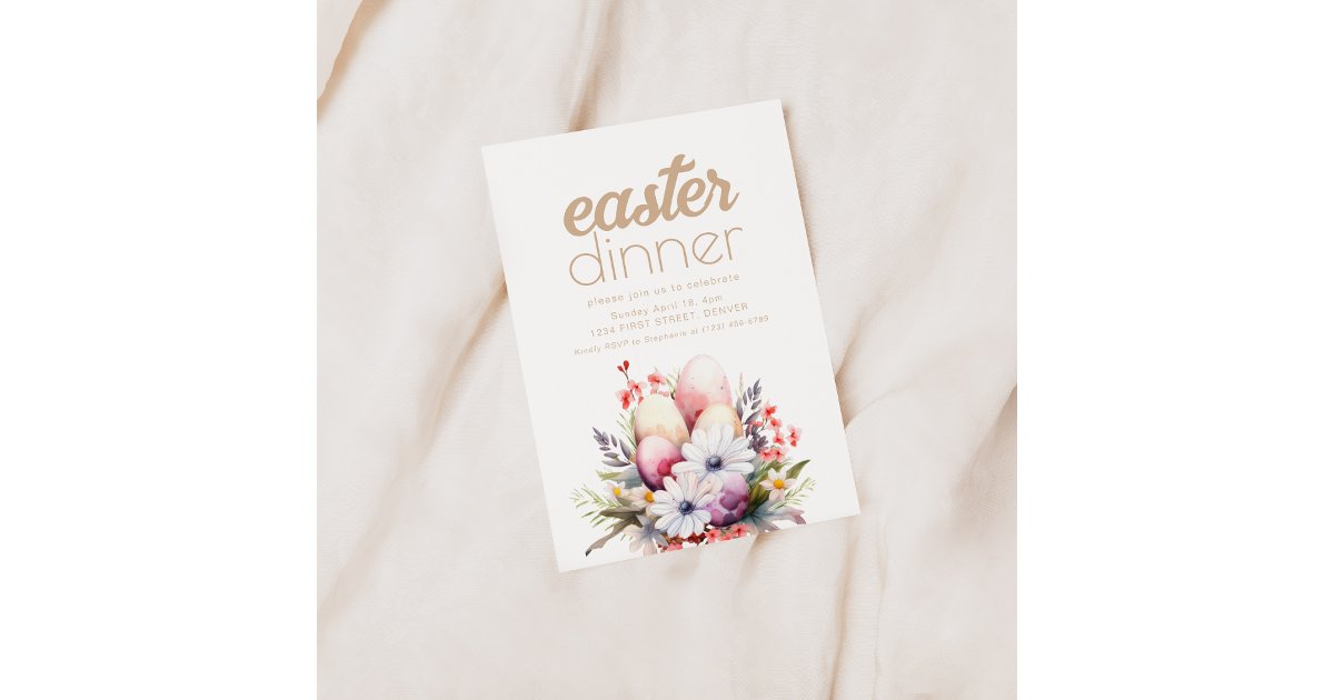 Simple Easter Dinner Invitation Template | Zazzle