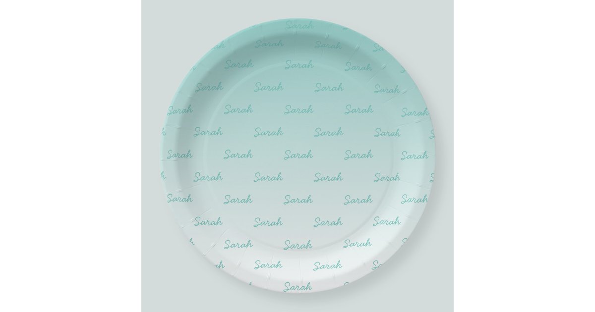 Simple Editable Name | Editable Any Color Ombre Paper Plates | Zazzle