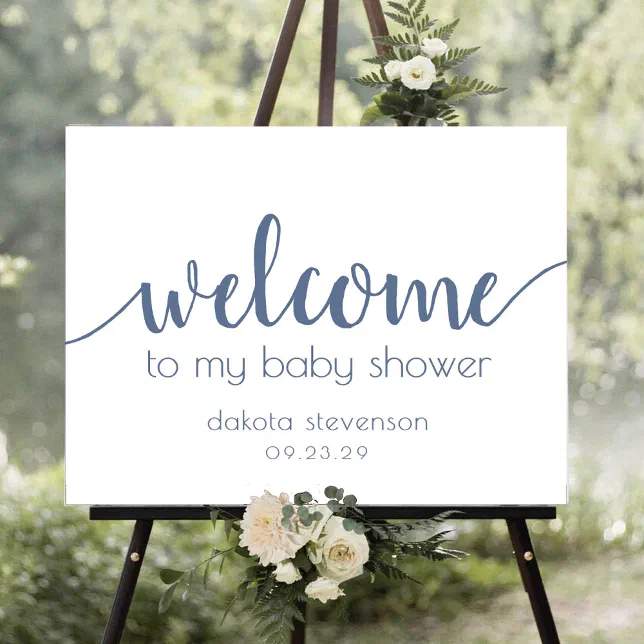 Simple Editable Welcome | Dusty Blue Any Event Poster | Zazzle