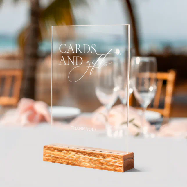 Simple Eleagnt Wedding Cards & Gifts Acrylic Sign | Zazzle