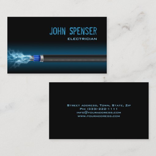 Simple Electric Wire Electrician Business Card | Zazzle