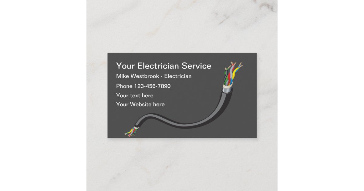 Simple Electrician Buisnes Card Template | Zazzle