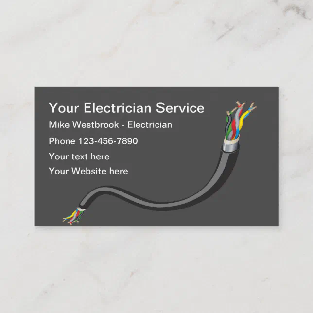 Simple Electrician Buisnes Card Template | Zazzle