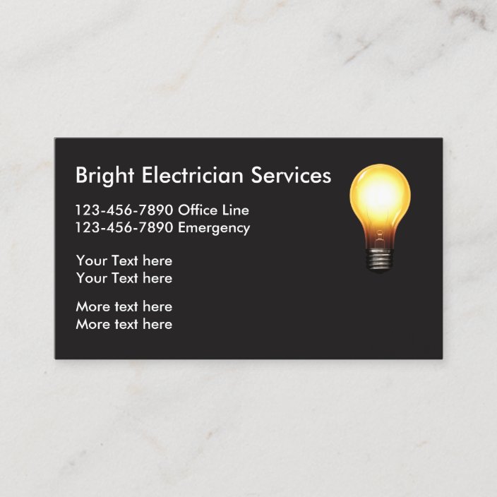 Simple Electrician Light Bulb Design Business Card | Zazzle.com