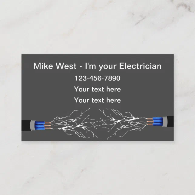Simple Electrician Services Business Card | Zazzle