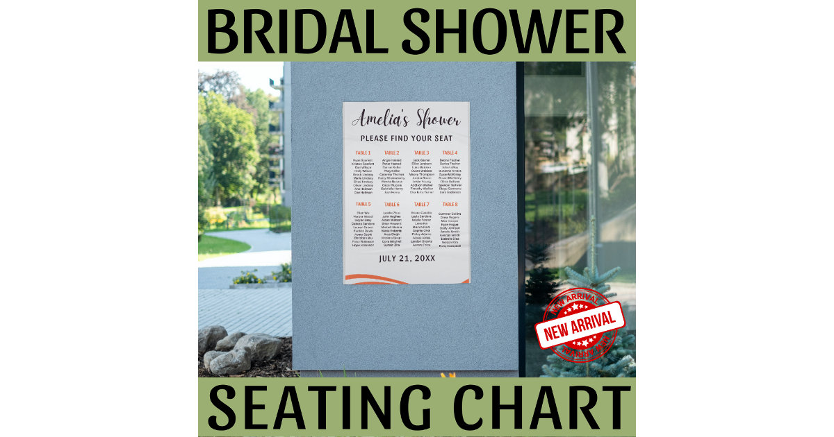 Simple Elegan Editable Bridal Shower Seating Chart | Zazzle