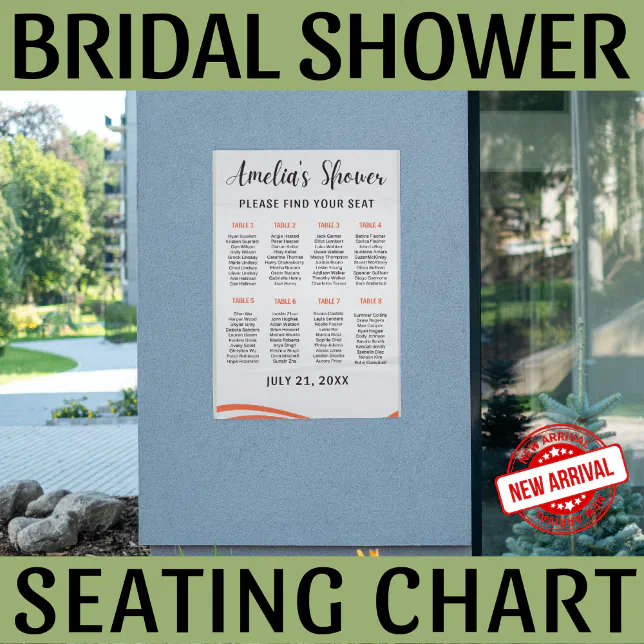 Simple Elegan Editable Bridal Shower Seating Chart | Zazzle