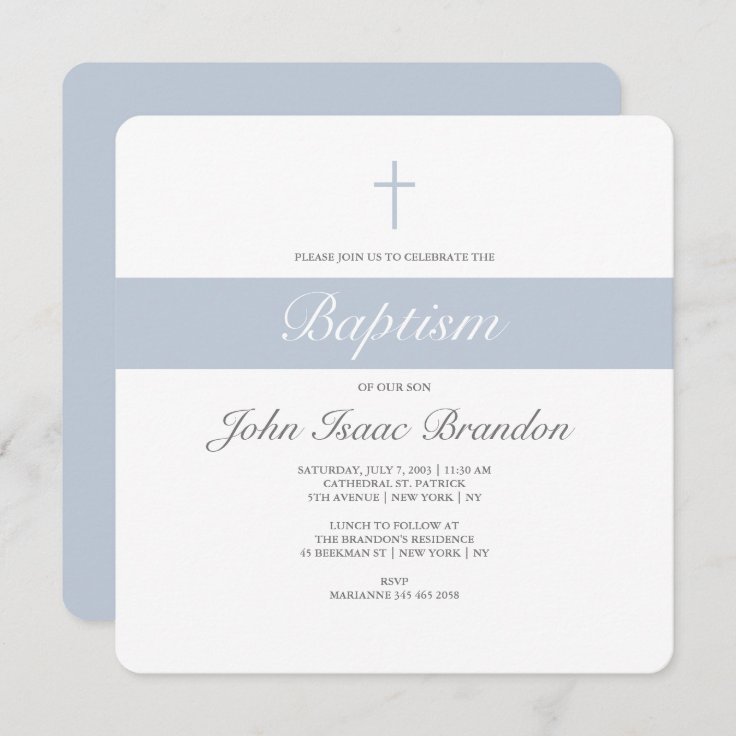Simple elegance baptism invitation - Boys | Zazzle