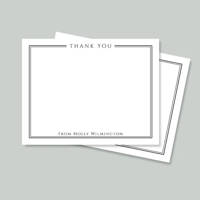 Simple Elegance Black & White Thank You Note Card | Zazzle
