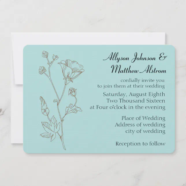 Simple Elegance Flower Wedding Invitation | Zazzle