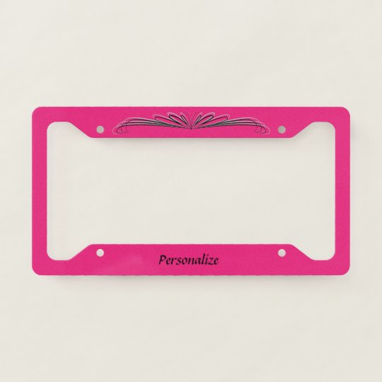 Simple Elegance Hot Pink & Black Personalized License Plate Frame ...