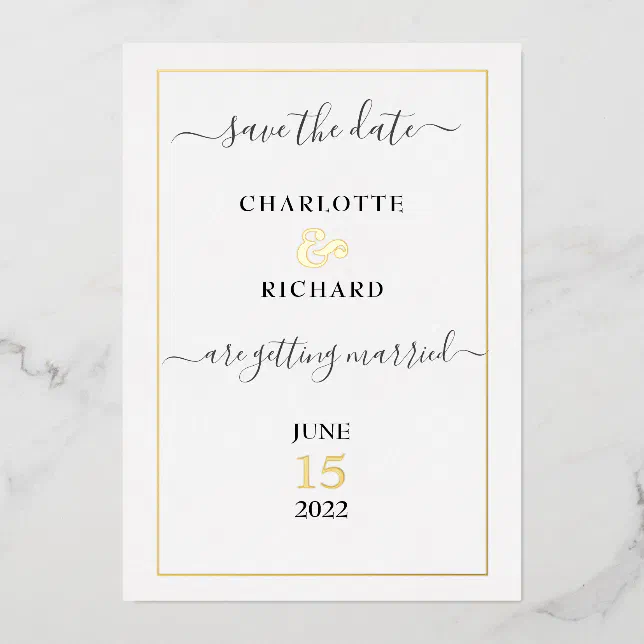 Simple Elegance, SAVE the DATE, Foil Invitation | Zazzle