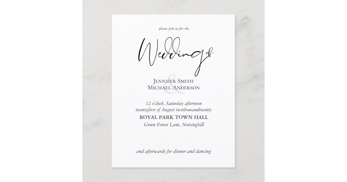 Simple Elegance Script Modern Wedding | Zazzle