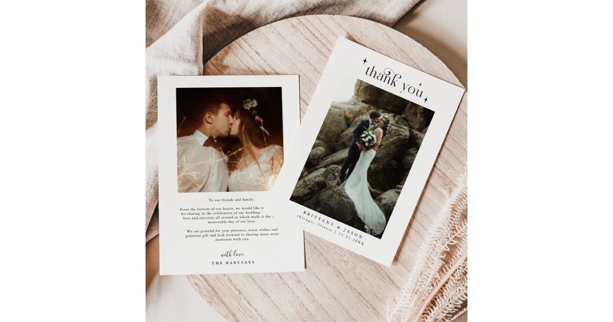 Simple Elegance Wedding Photo Thank You Card | Zazzle