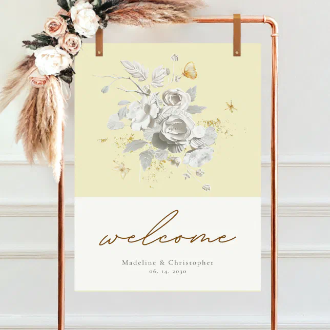 Simple Elegance Yellow Floral Wedding Welcome Sign | Zazzle