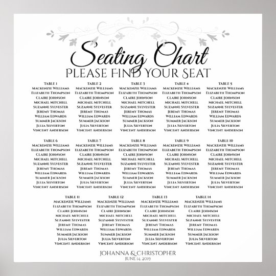 Simple Elegant 14 Table Wedding Seating Chart | Zazzle.com