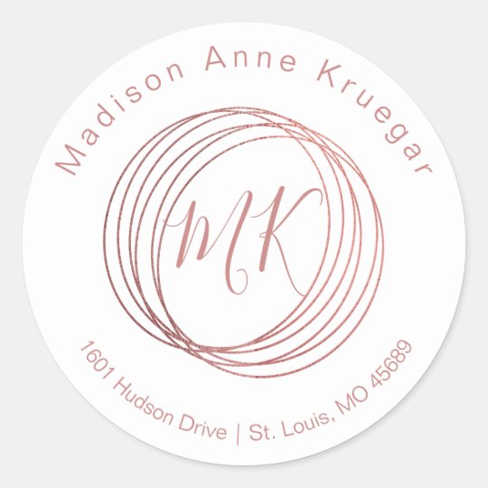 Simple & Elegant Abstract Rose Gold Circles Classic Round Sticker ...
