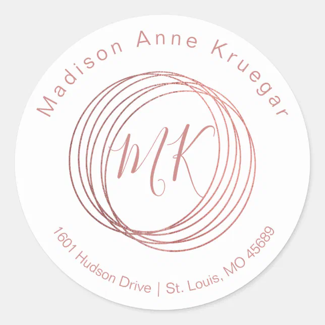 Simple & Elegant Abstract Rose Gold Circles Classic Round Sticker | Zazzle