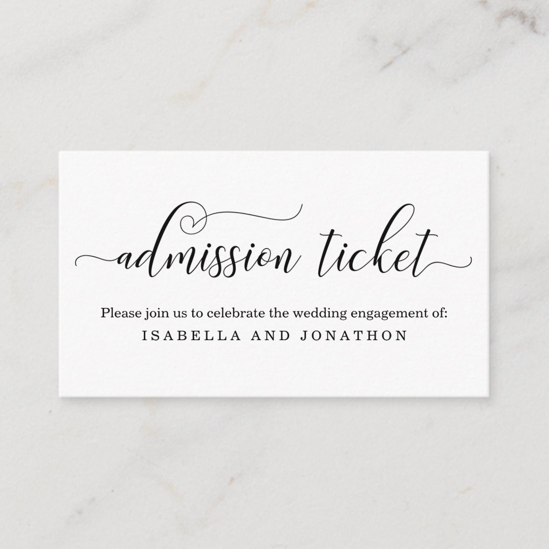 Simple Elegant Admission Ticket Enclosure Card | Zazzle