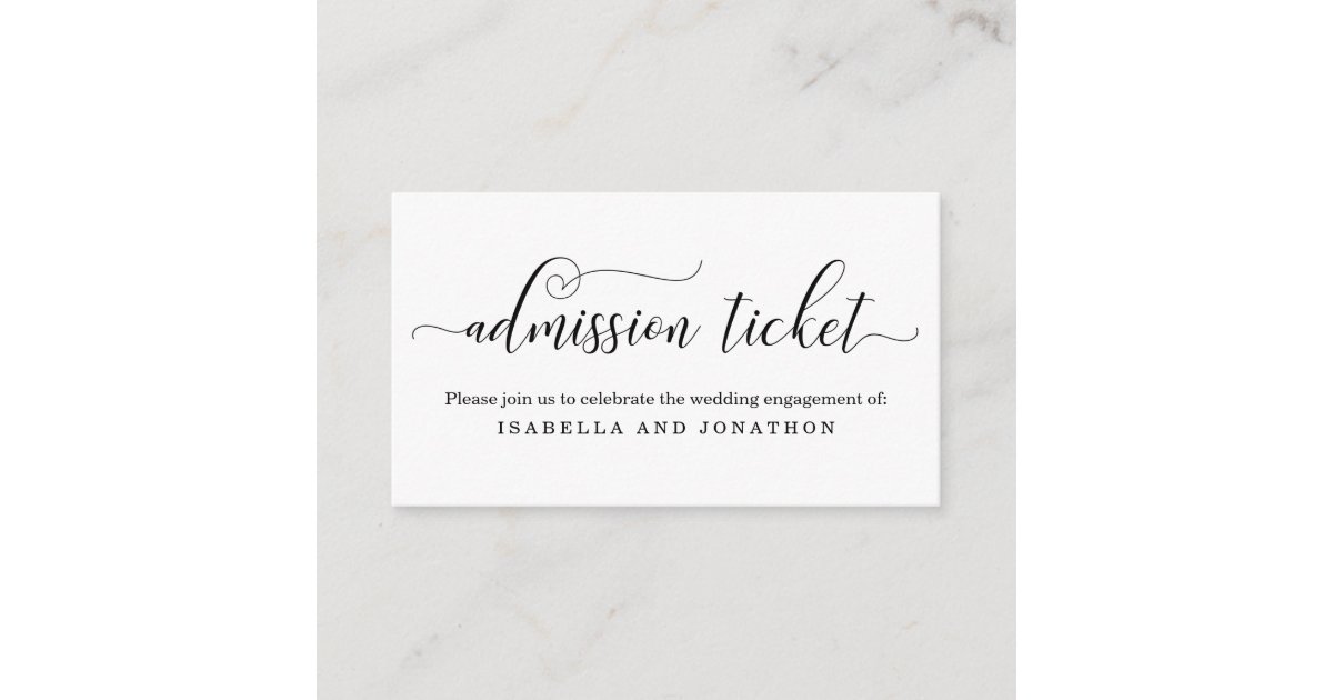 Simple Elegant Admission Ticket Enclosure Card | Zazzle