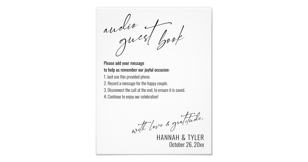 Simple Elegant Audio Guest Book Sign | Zazzle