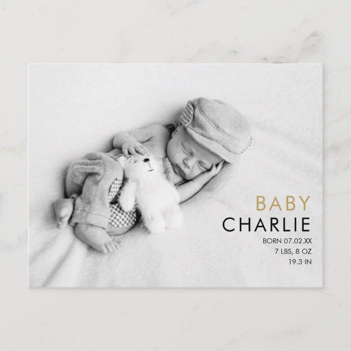 Simple Elegant Baby Photo Birth Announcement Postcard | Zazzle.com