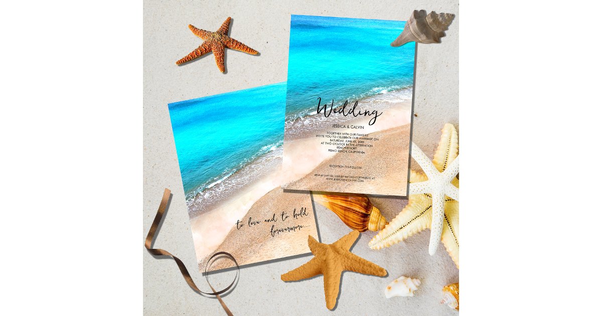 Simple Elegant Beach Seaside Wedding Invitation | Zazzle