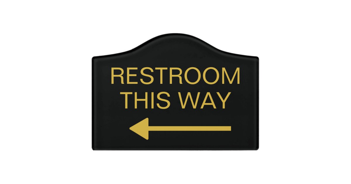 Simple Elegant Black and Gold Direction Restroom Door Sign | Zazzle