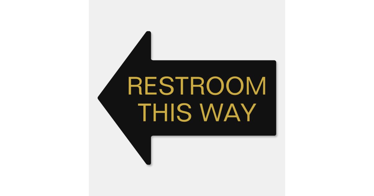 Simple Elegant Black and Gold Direction Restroom Sign | Zazzle