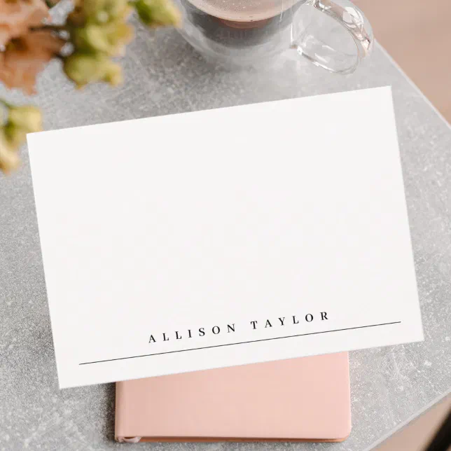 Simple Elegant Black Custom Name Note Card | Zazzle
