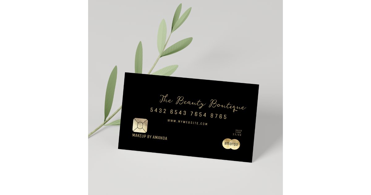 Simple Elegant Black Gold Luxury Credit Card | Zazzle
