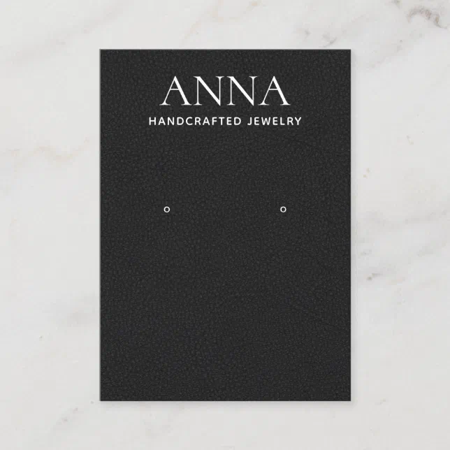 Simple Elegant Black Leather Earring Display Business Card | Zazzle