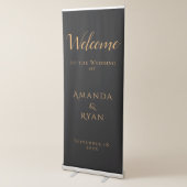 Simple Elegant Black Welcome Script Wedding Retractable Banner | Zazzle