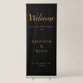 Simple Elegant Black Welcome Script Wedding Retractable Banner | Zazzle