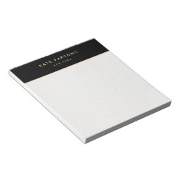 Simple Elegant Black White Leather Notepad | Zazzle