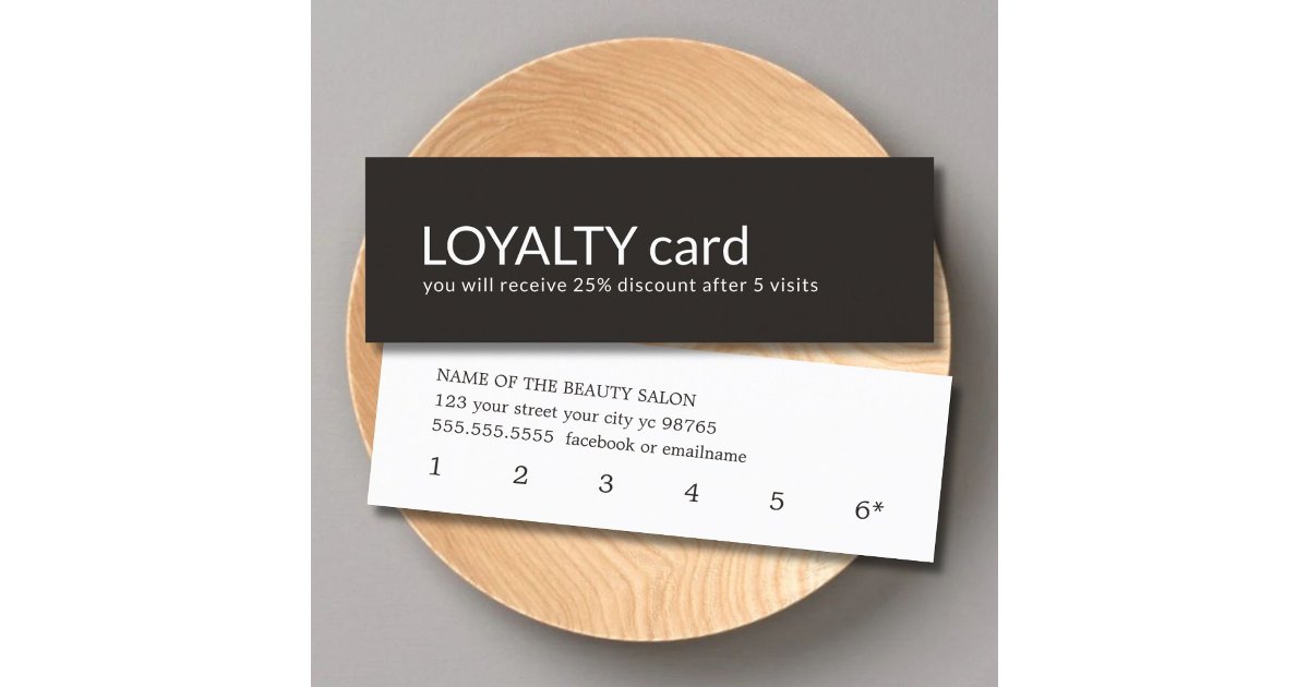 Simple Elegant Black White Loyalty Card | Zazzle