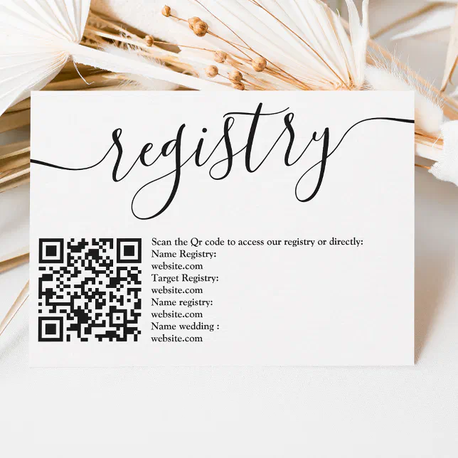Simple elegant black white wedding registry invitation | Zazzle