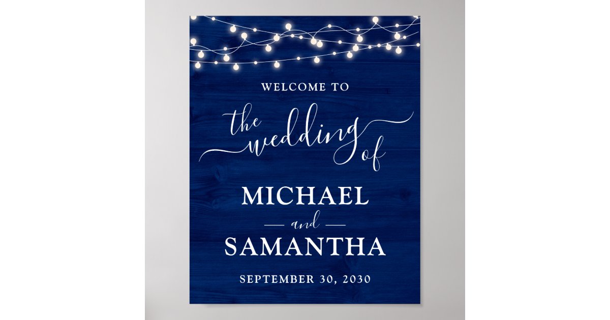 Simple Elegant Blue Wood Rustic Wedding Poster | Zazzle.com