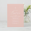 Simple Elegant Blush Pink Cross Girl Baptism Invitation | Zazzle