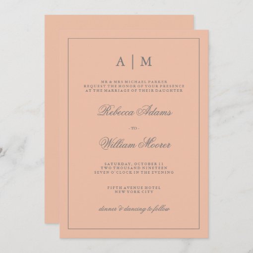 Simple Elegant Blush Pink Wedding Invitation | Zazzle