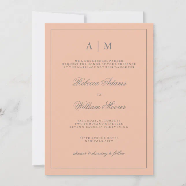 Simple Elegant Blush Pink Wedding Invitation | Zazzle