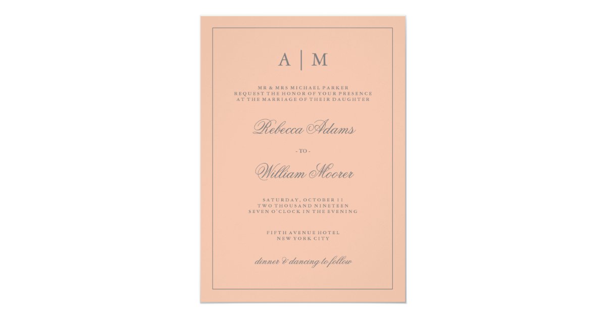 Simple Elegant Blush Pink Wedding Invitation | Zazzle.com