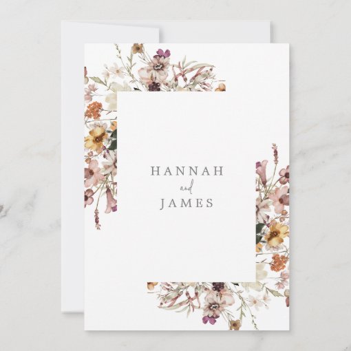 Simple Elegant Botanical Floral Wedding Invitation | Zazzle