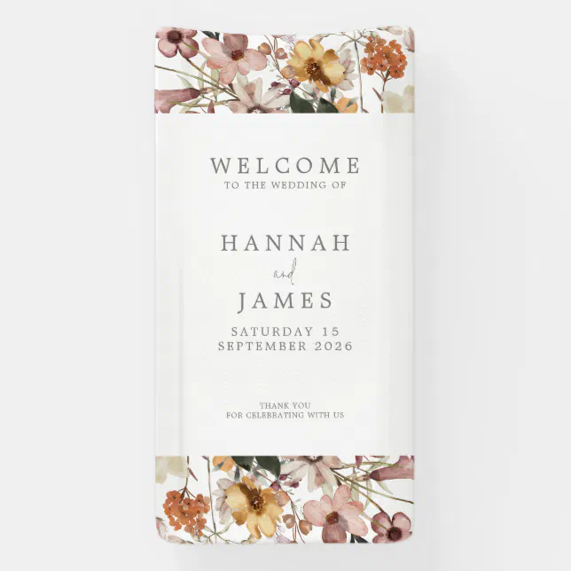 Simple Elegant Botanical Floral Wedding Welcome Banner | Zazzle