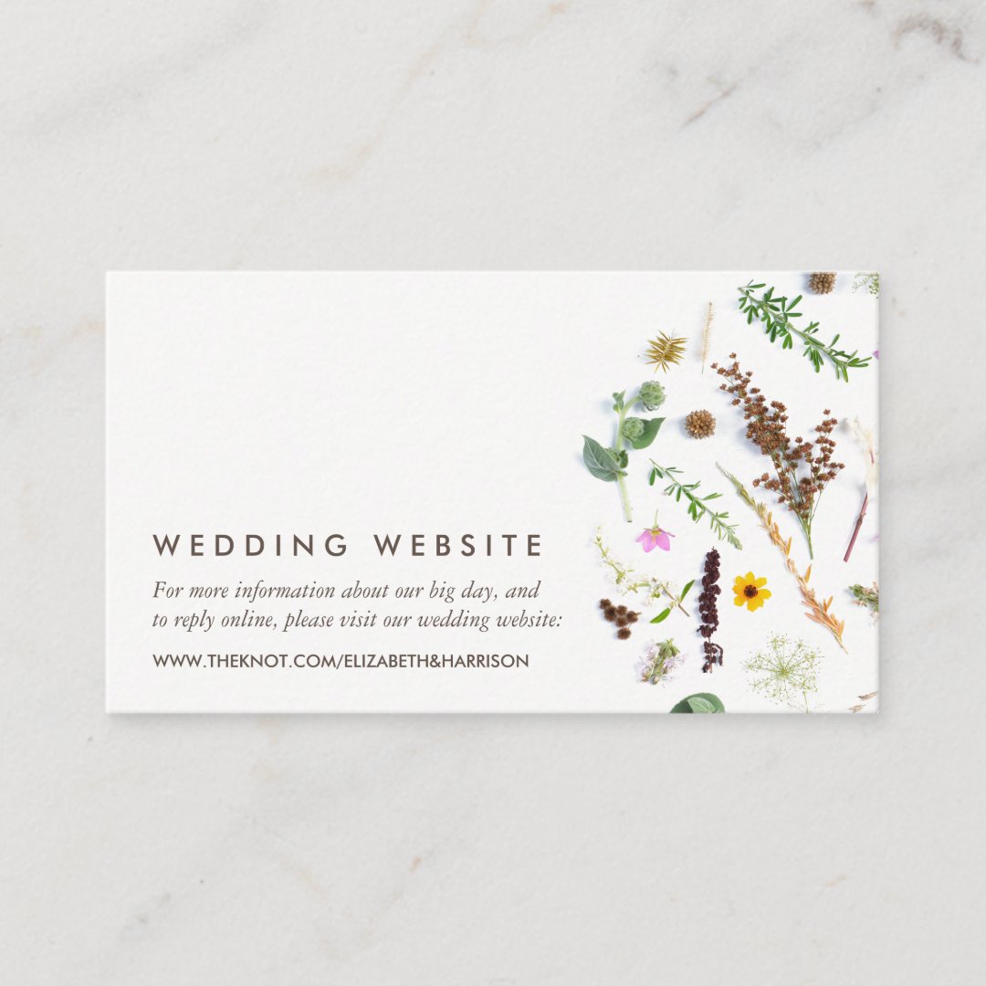 Simple Elegant Botanical Wild Flower Wedding Enclosure Card | Zazzle